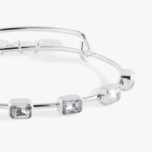 ALEX AND ANI Emerald Cut Birthstone Bangle - Silver 